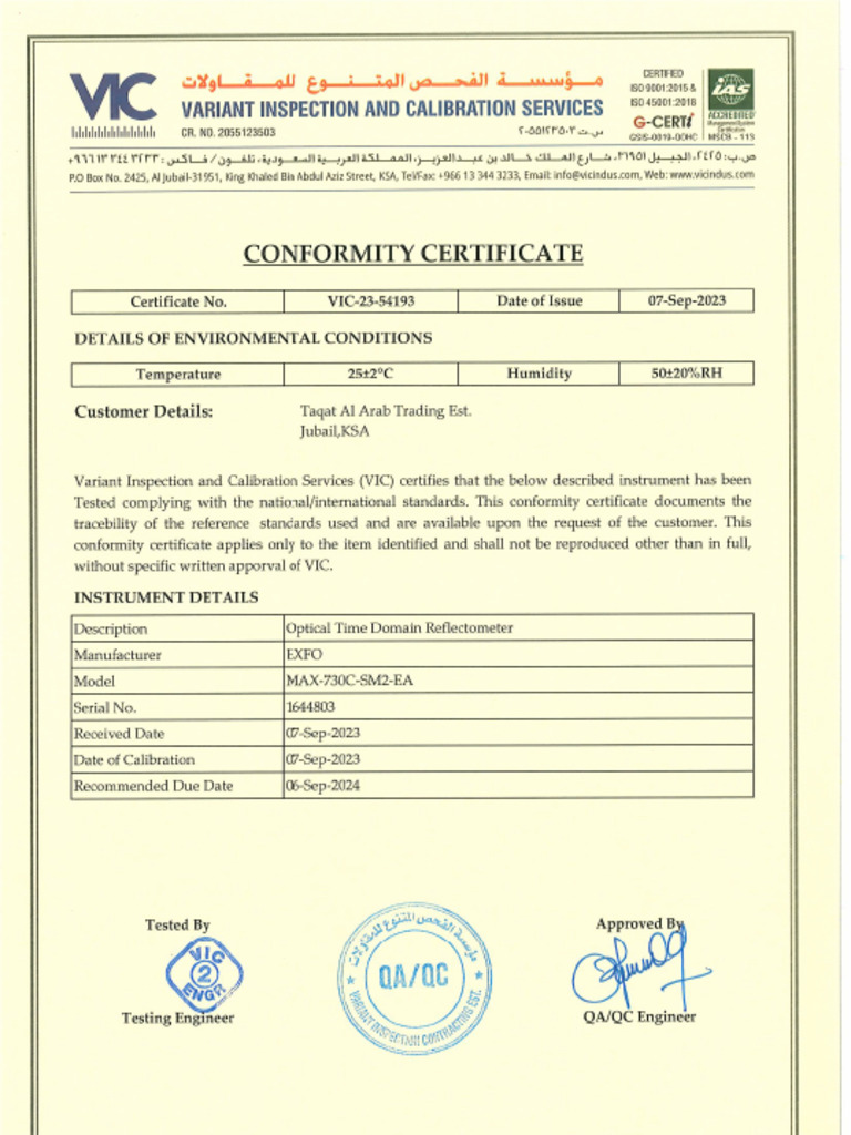 Calibration Certificate | PDF