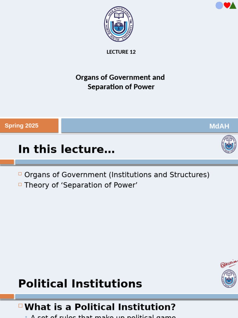 Lec 12 Organ of Government and Separation of Power (1) | PDF ...