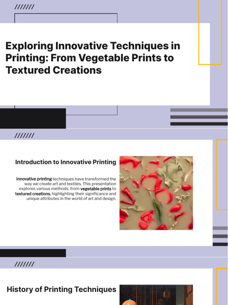 Slidesgo Exploring Innovative Techniques in Printing From Vegetable Prints To Textured Creations ...