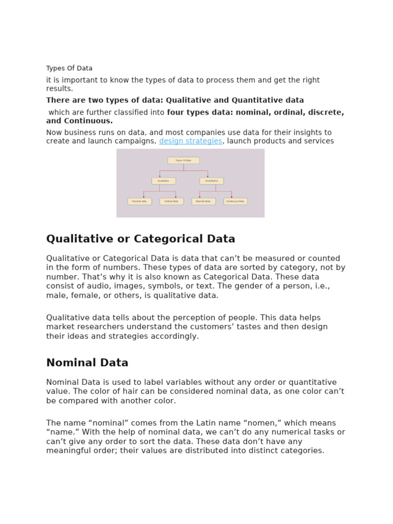 types and characteristics | PDF | Level Of Measurement | Categorical Variable