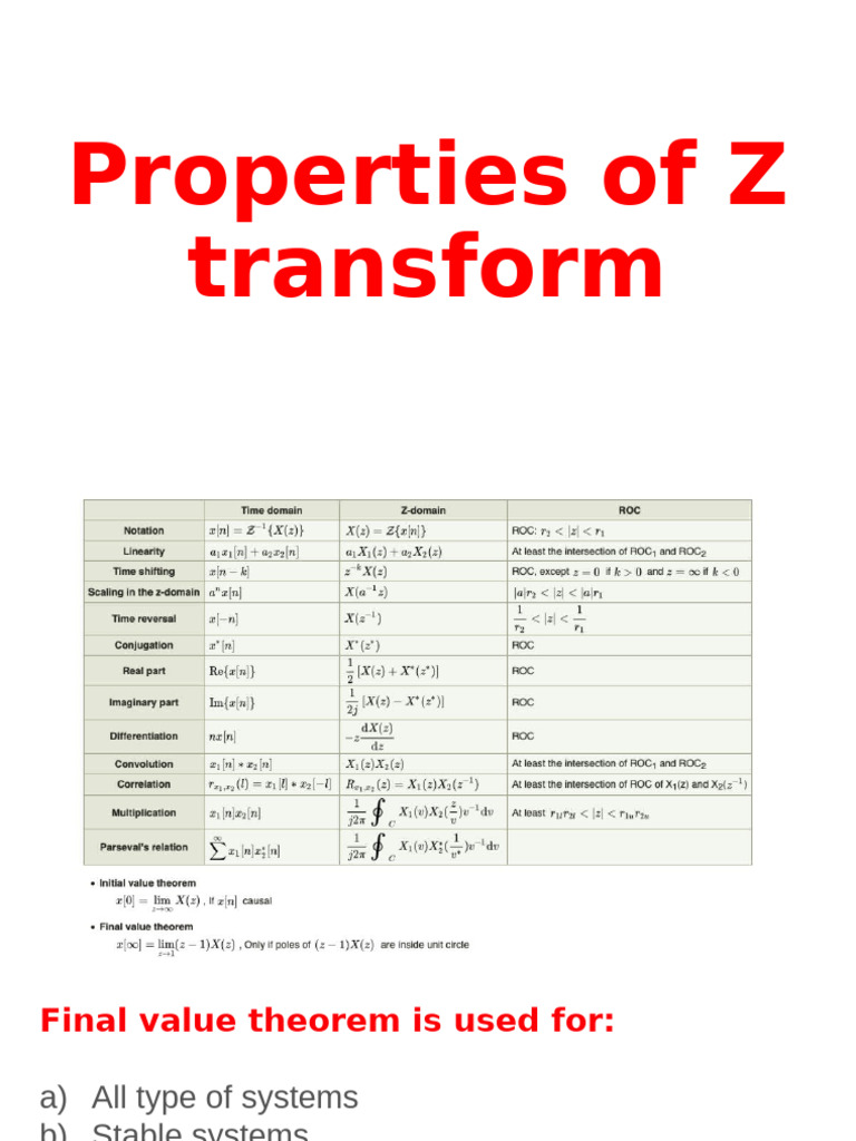 Properties of Z Transform | PDF