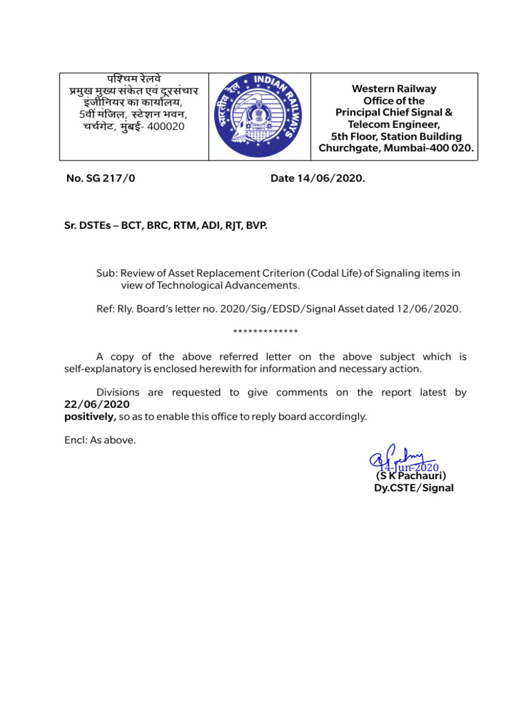 Codal Life of Point Mch & Dg Set 12.06.2020 | PDF | Railway Companies ...