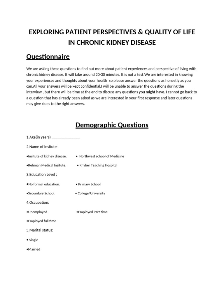 Patient Perspectives on Kidney Disease | PDF