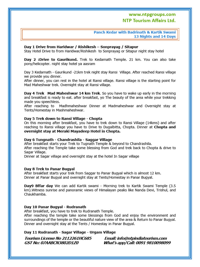 Panch Kedar With Badrinath | PDF