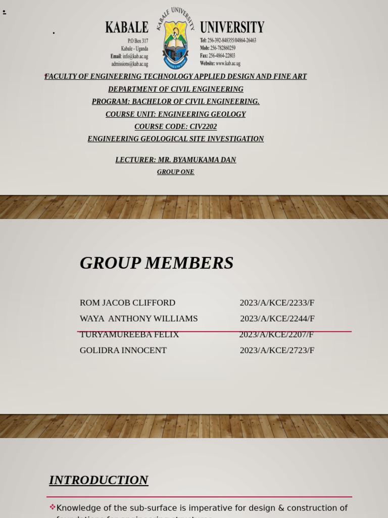 Presentation1 (Autosaved) | PDF | Borehole | Earth Sciences