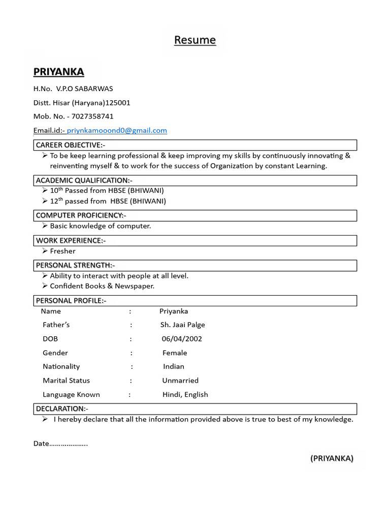 Resume Priyanka | PDF