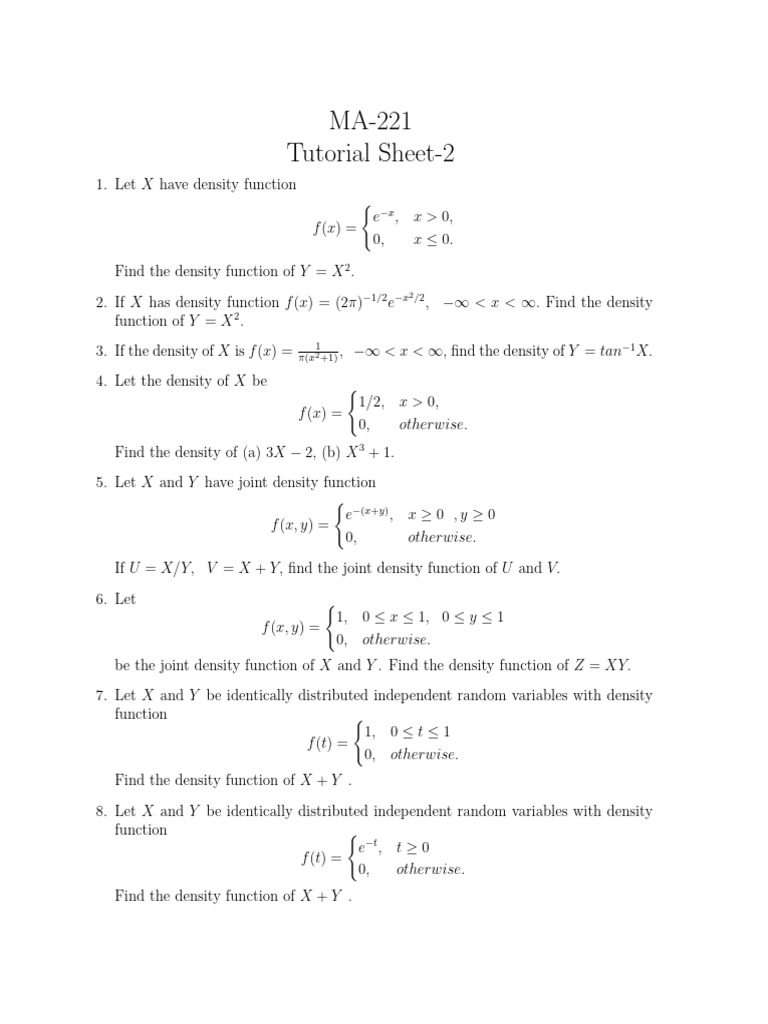MA - 221 - Tutorial - 2 2 | PDF | Probability Density Function ...