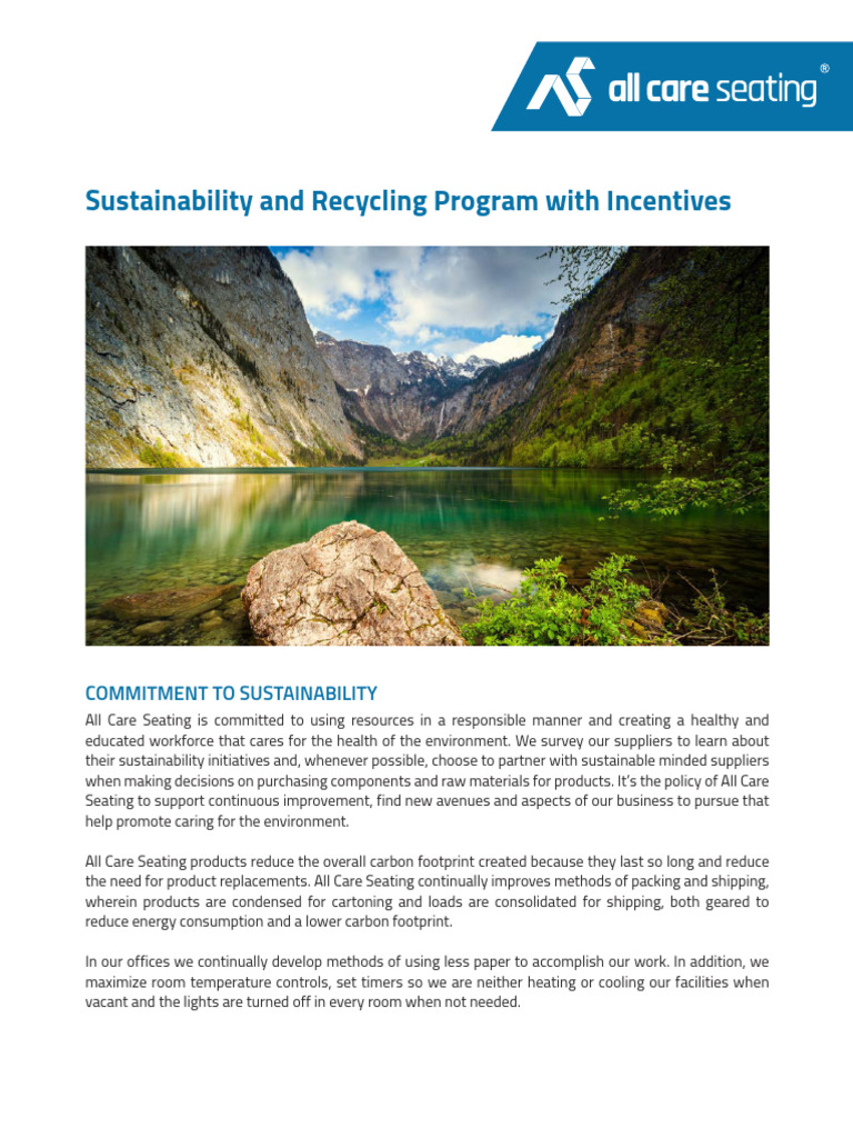 All Care Seating Sustainability Recycling Policy Web 1 | PDF | Recycling | Aluminium