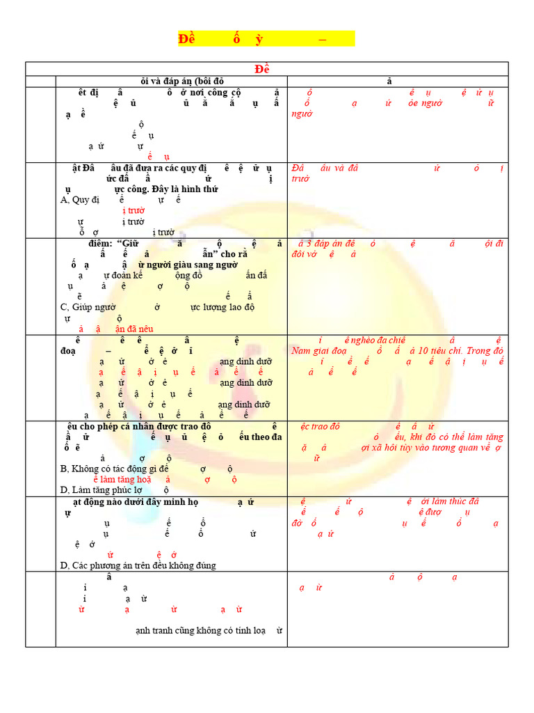 Đề thi cuối kỳ KTCC1 - K60 (trắc nghiệm) số 2 | PDF