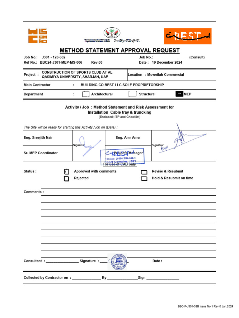 Method Statement for Cable Tray Installation | PDF | Quality Assurance ...
