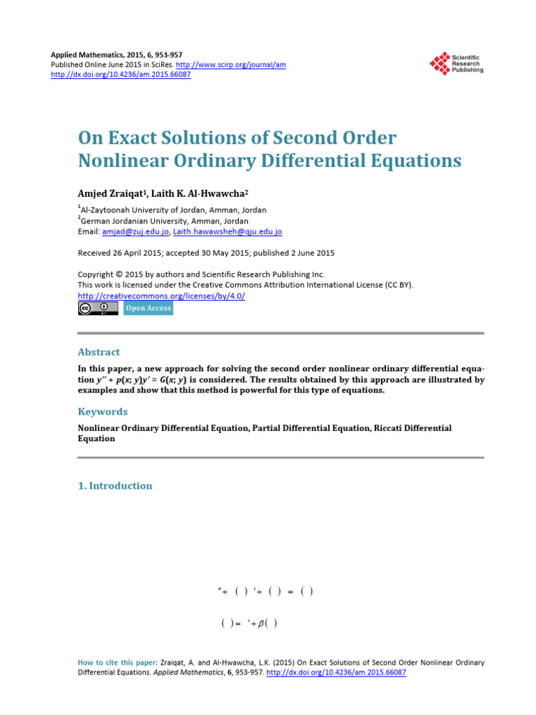 09-On Exact Solutions of Second Order Nonlinear Ordinary Differential ...