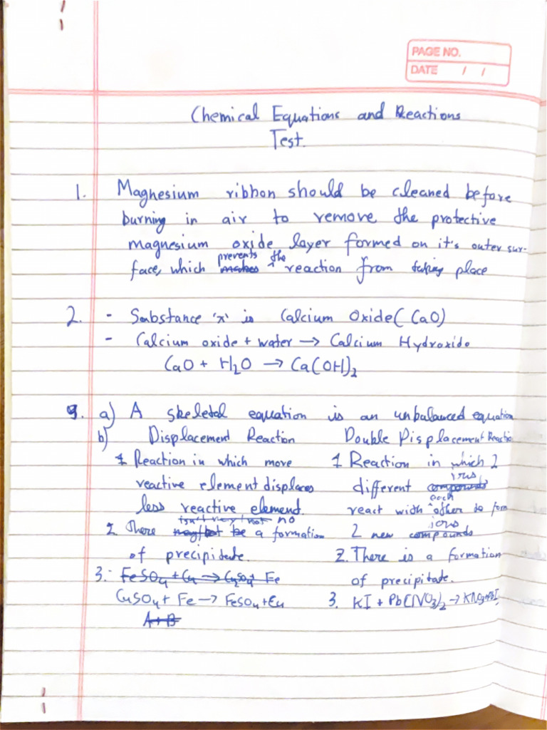 Parth Thakur-Chemical Equations and Reactions Test | PDF