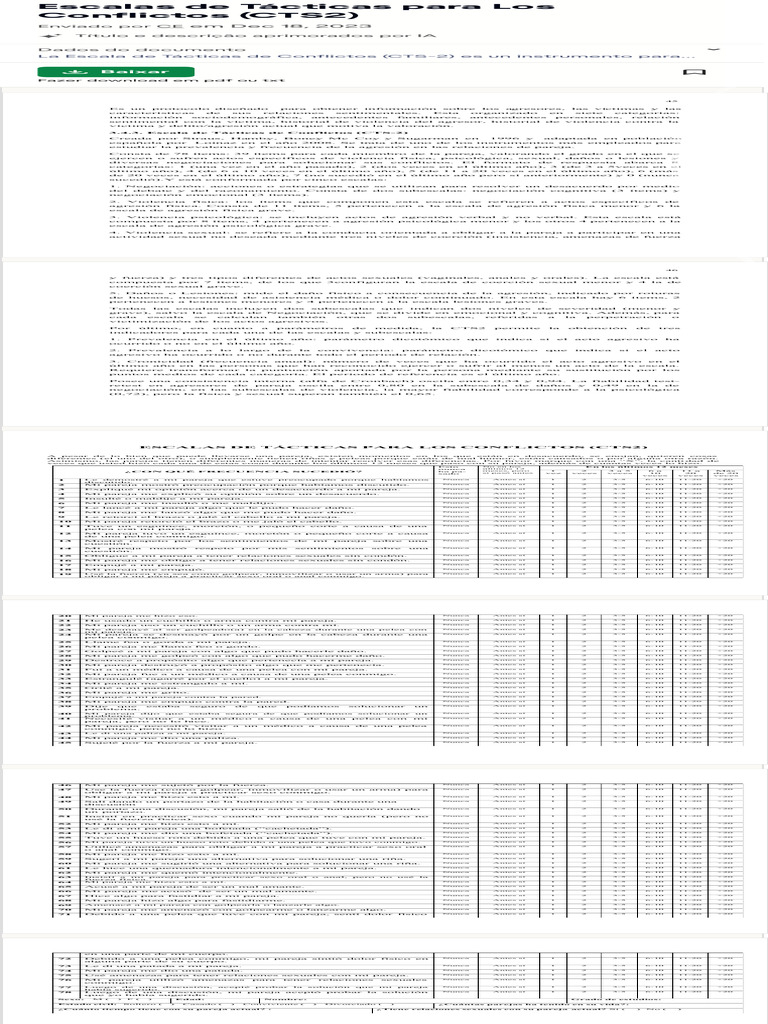 Escalas de Tácticas para Los Conflictos (CTS2) PDF Agresión Violación | PDF | Agresión | Violación