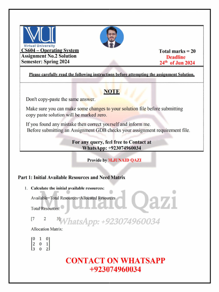 CS604-Assignment 2 Solution Spring 2024 by M.junaid Qazi | PDF