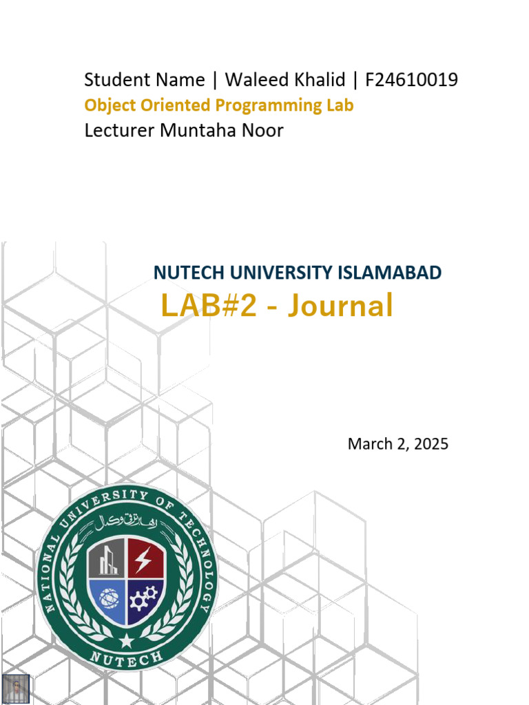 Lab # 3 Journal Waleed Khalid (OOP) | PDF | Fahrenheit | Temperature