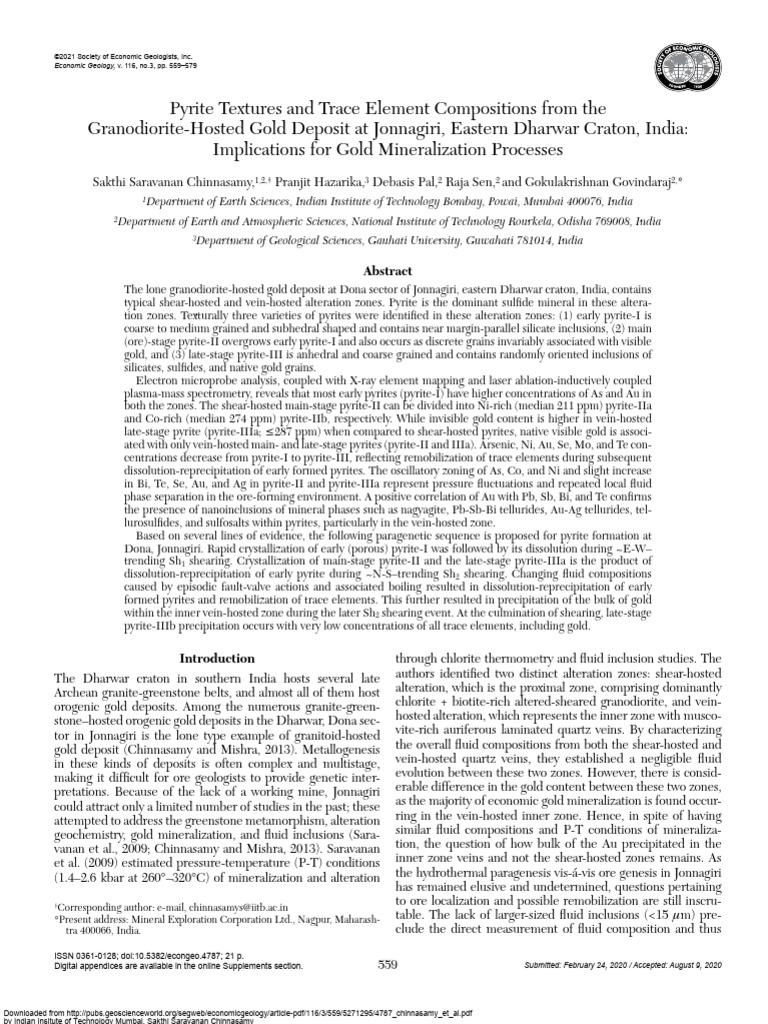 Chinnasamy Et Al 2021 EG-n | PDF | Gold | Ore