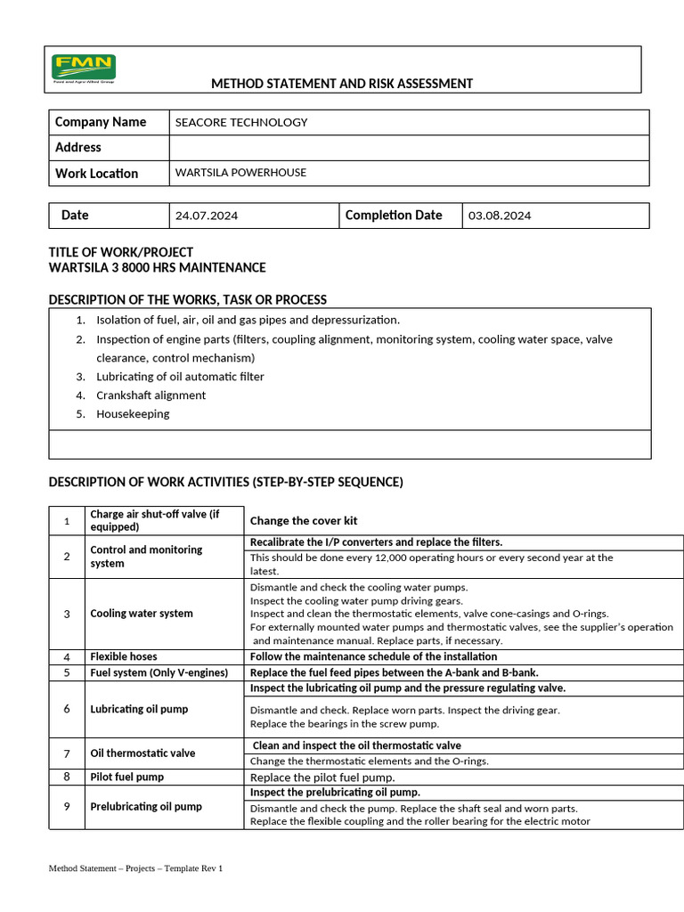 Wartsila 24k Maintenance RAMs | PDF | Pump | Piston
