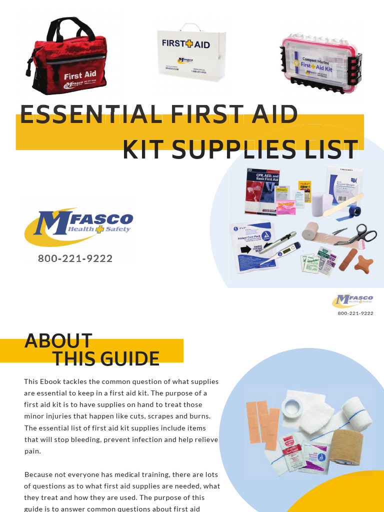 Essential First Aid Kit Supplies List Ebook | PDF | Medical Specialties ...
