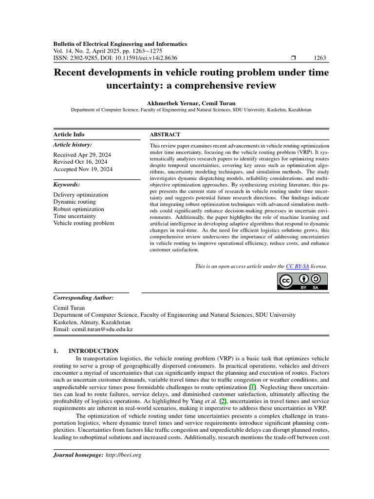 Recent Developments in Vehicle Routing Problem Und | PDF | Mathematical ...