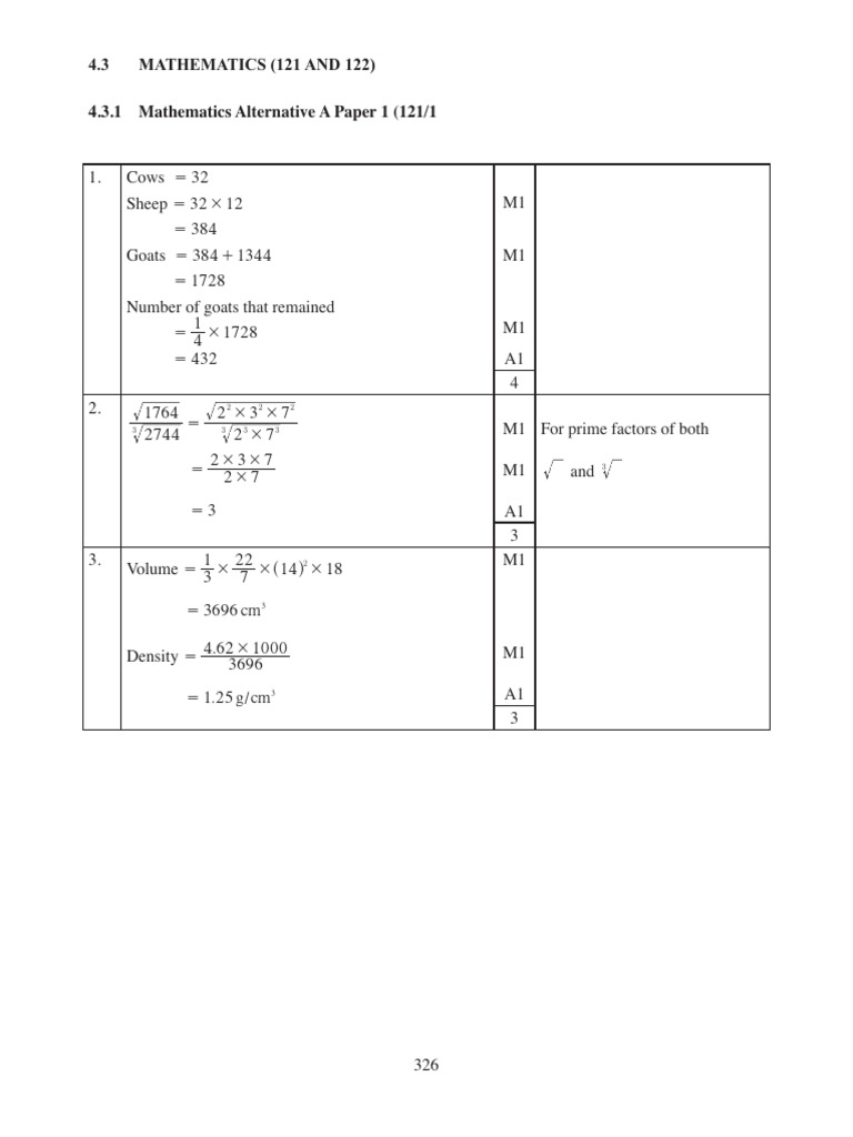 2014 KCSE Marking Scheme Mathematics PP 1 2 Answers | PDF | Area ...