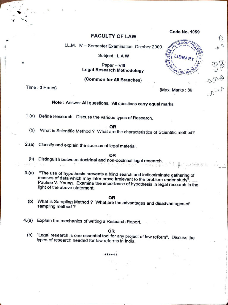 LRM LL.M 1st Sem Pyqp's | PDF