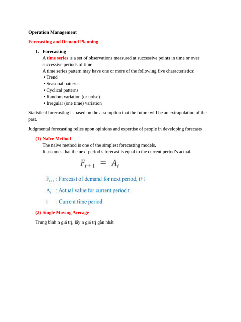 Operation Management-Forecasting and Demand Planning | PDF