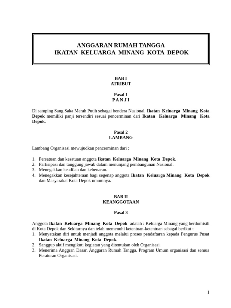 Mubes Iv - Draft Anggaran Rumah Tangga Ikm | PDF