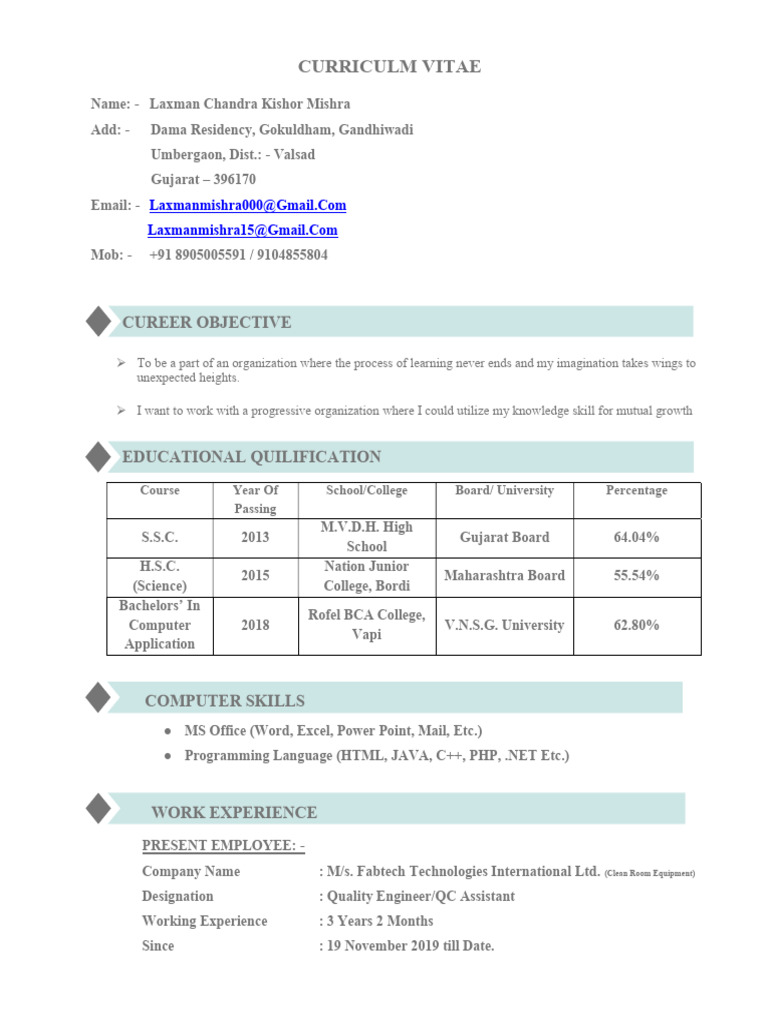 Resume Laxman Mishra | PDF