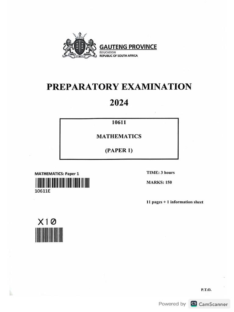 2024 Grade 12 Math Trial Exam Paper 1 GP | PDF