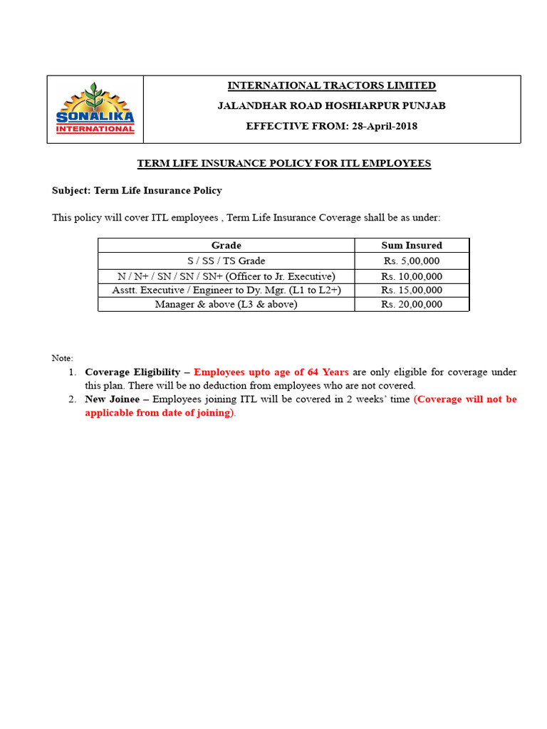 Term Insurance Policy-1 | PDF