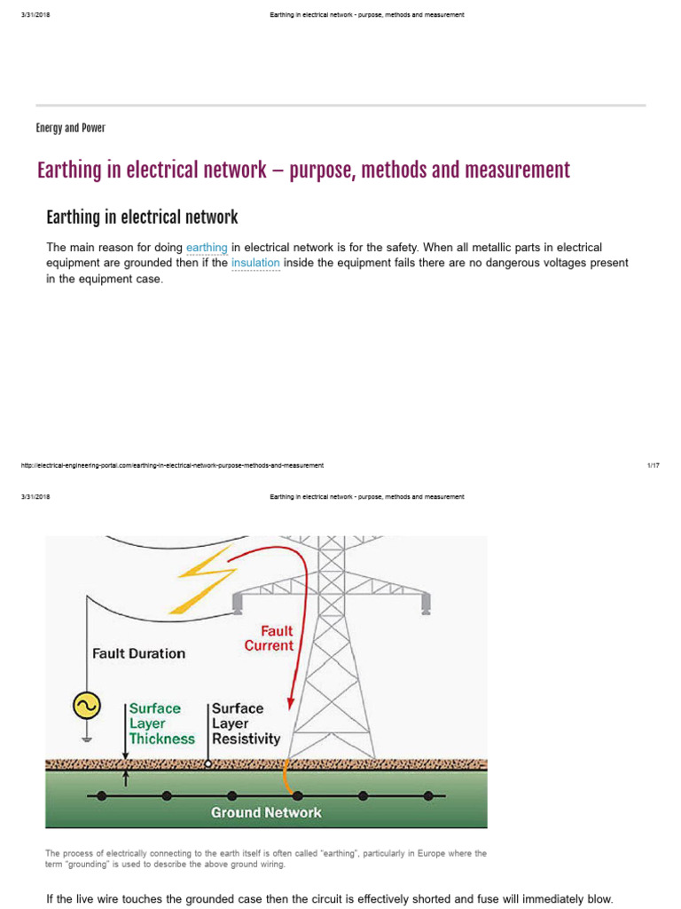 Earthing in Electrical Network - Purpose, Methods and Measurement | PDF ...