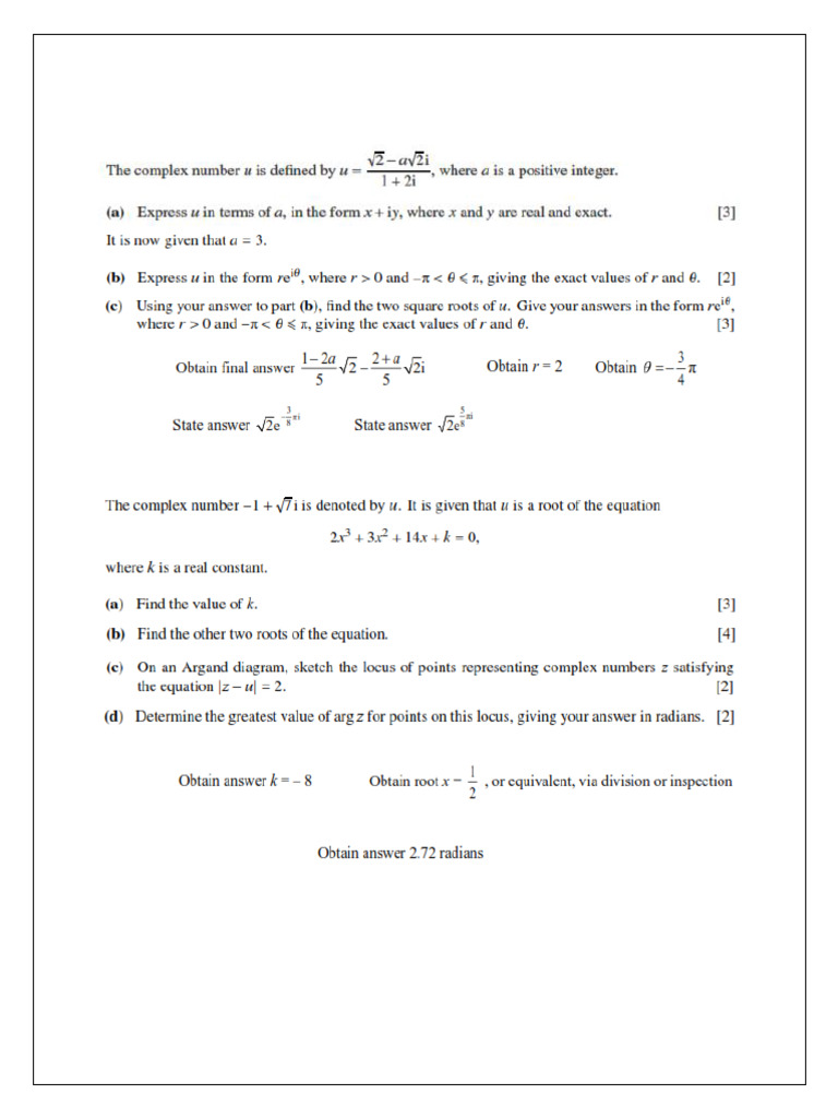 P3 COMPLEX NUMBERS Past Papers (12-02-2025) | PDF