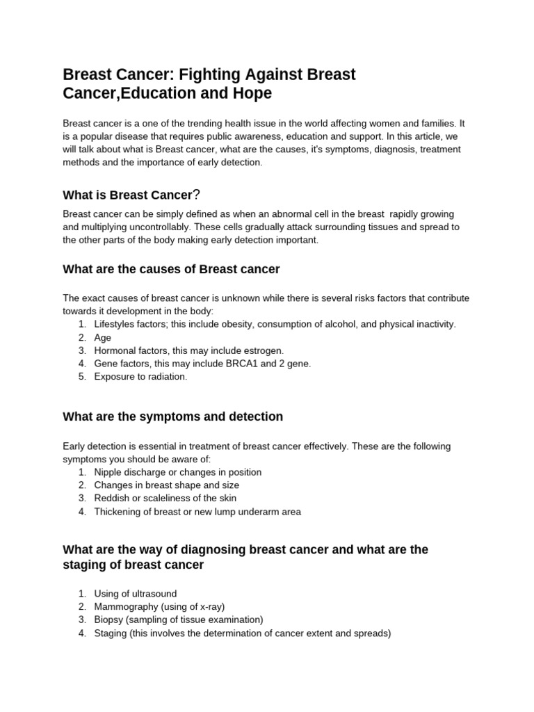Breast Cancer - Fighting Against Breast Cancer, Education and Hope ...