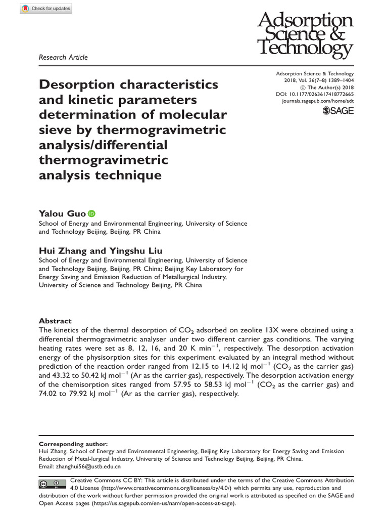 Guo Et Al 2018 Desorption Characteristics and Kinetic Parameters ...