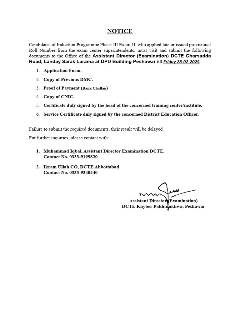 Notice For Late Applicants | PDF