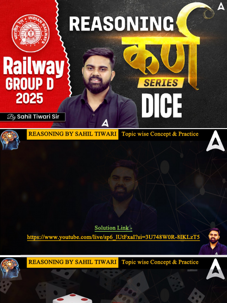 RRB Group D Reasoning Dice Topic by Sahil Sir | PDF