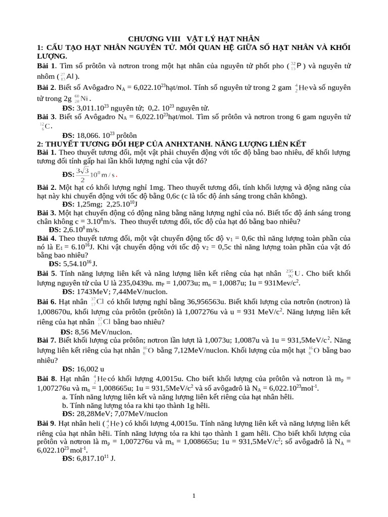 Chương 7 Vat Ly Hat Nhan | PDF