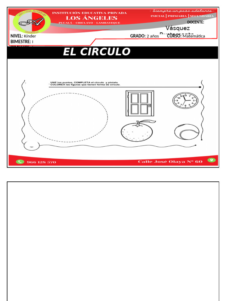 Matemáticas para Kínder: El Círculo | PDF