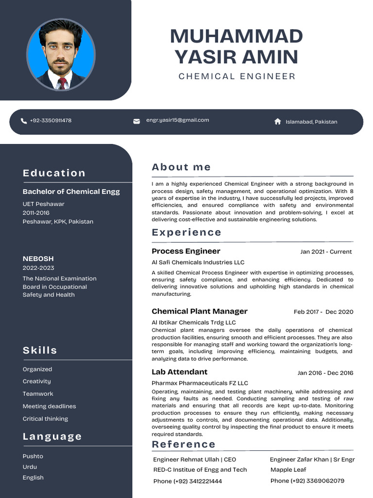 M Yasir Amin Chem Engg and Safety CV Foreign | PDF | Business