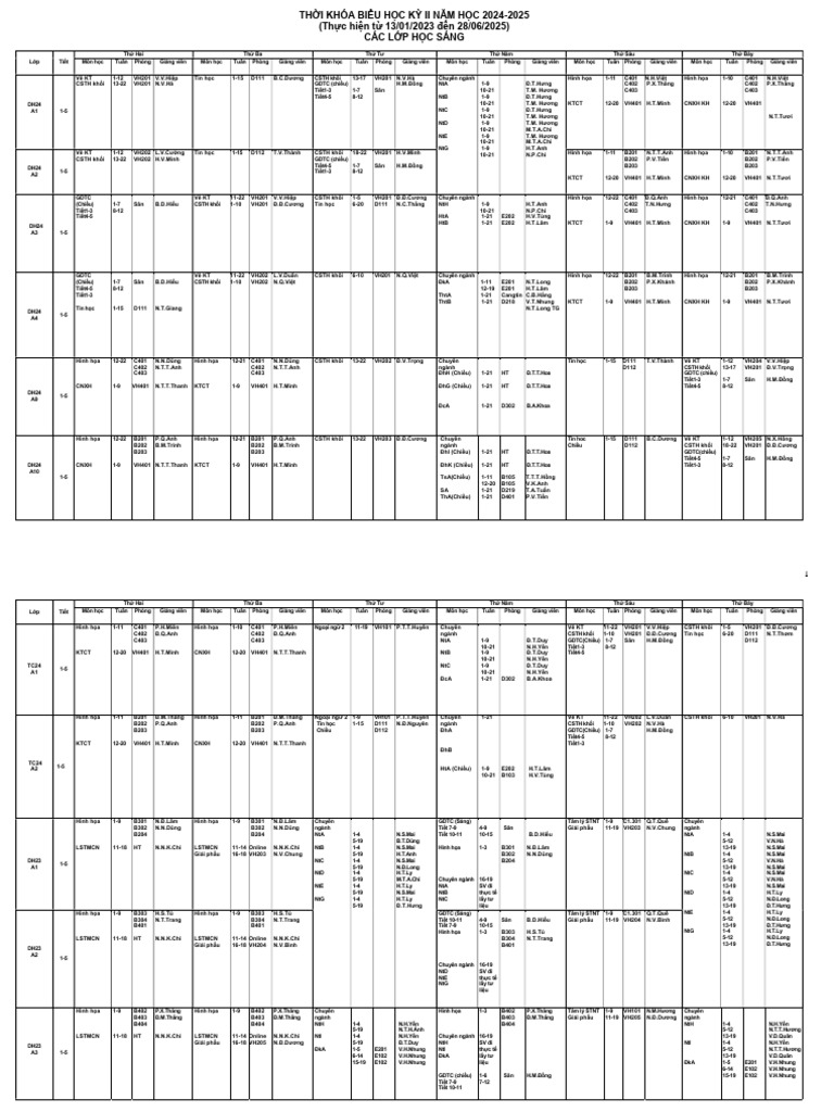 TKB hk2 Năm 2024-2025 Ngày 8.1.2025 | PDF