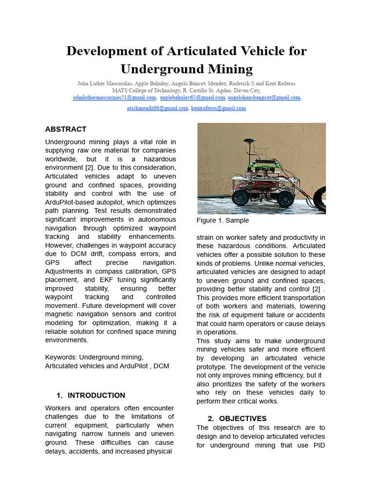 Articulated Vehicle For Underground Mining | PDF | Compass | Mining