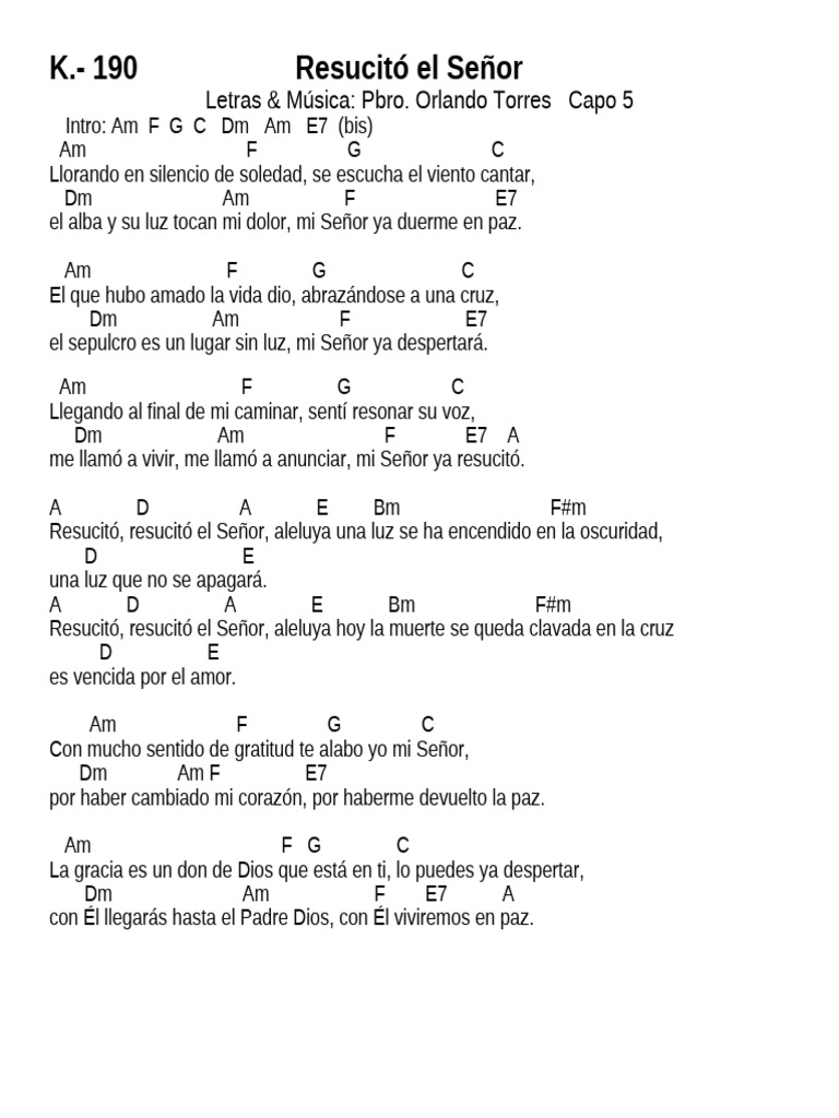 Resucitó el Señor: Letra y Acordes | PDF