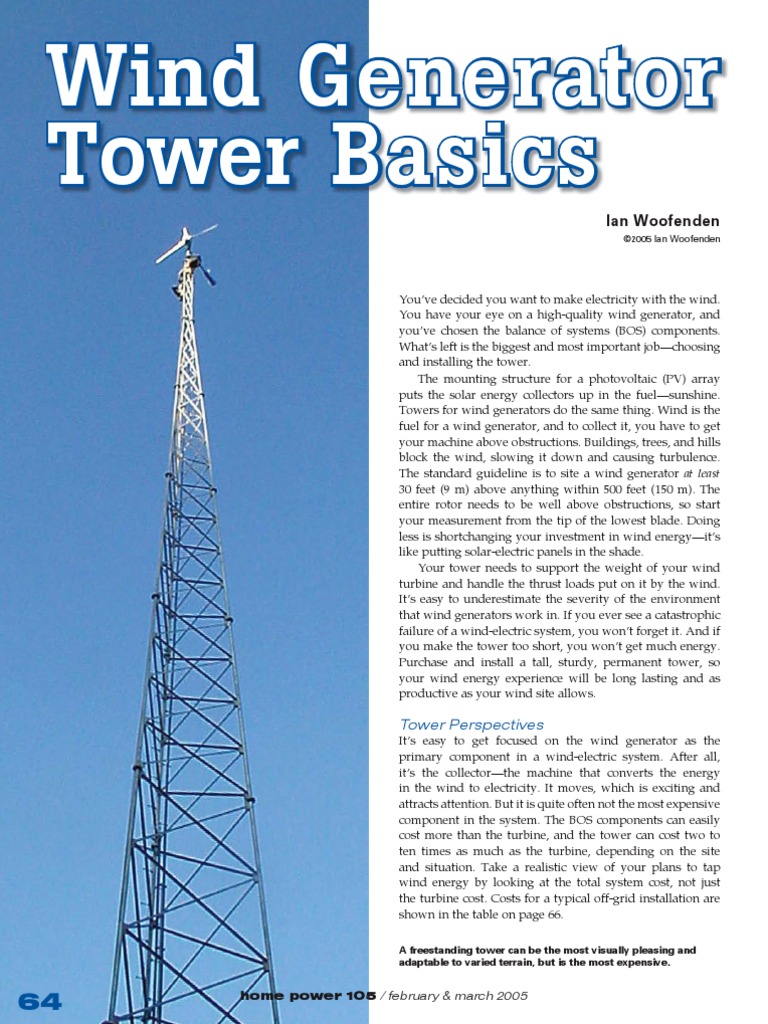 Wind Generator Tower Basics: Ian Woofenden | PDF | Wind Power | Wind ...