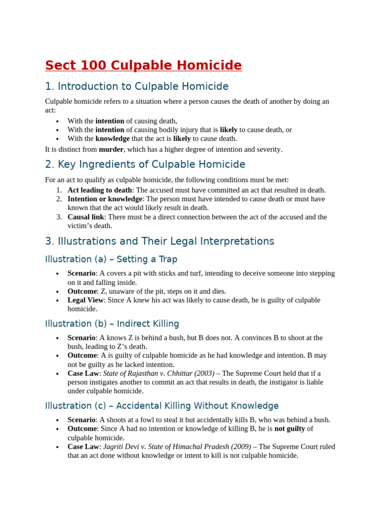 Murder and Culpable Homicide | PDF | Murder | Homicide