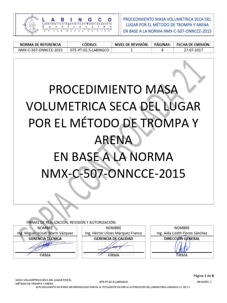 NMX-C-507 | PDF | Masa | Laboratorios