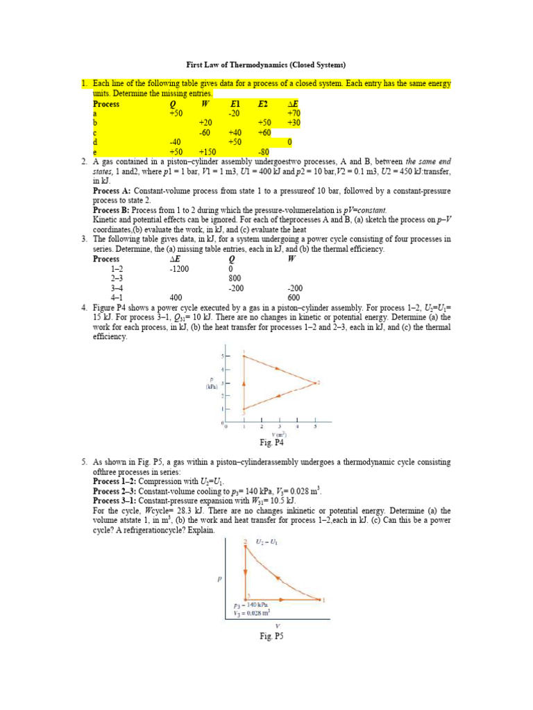 Problem_Sheet_First Law of Thermodynamics_Closed_Systems_with_Answers ...
