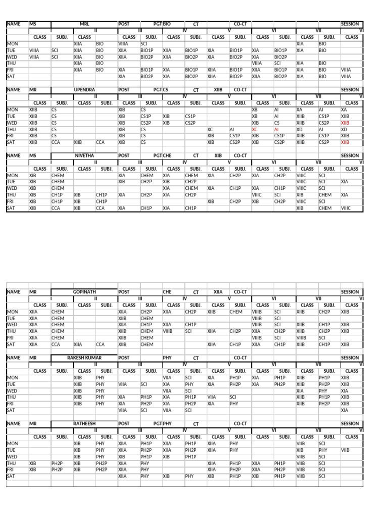 Final Revised Time Table 2025-26 | PDF
