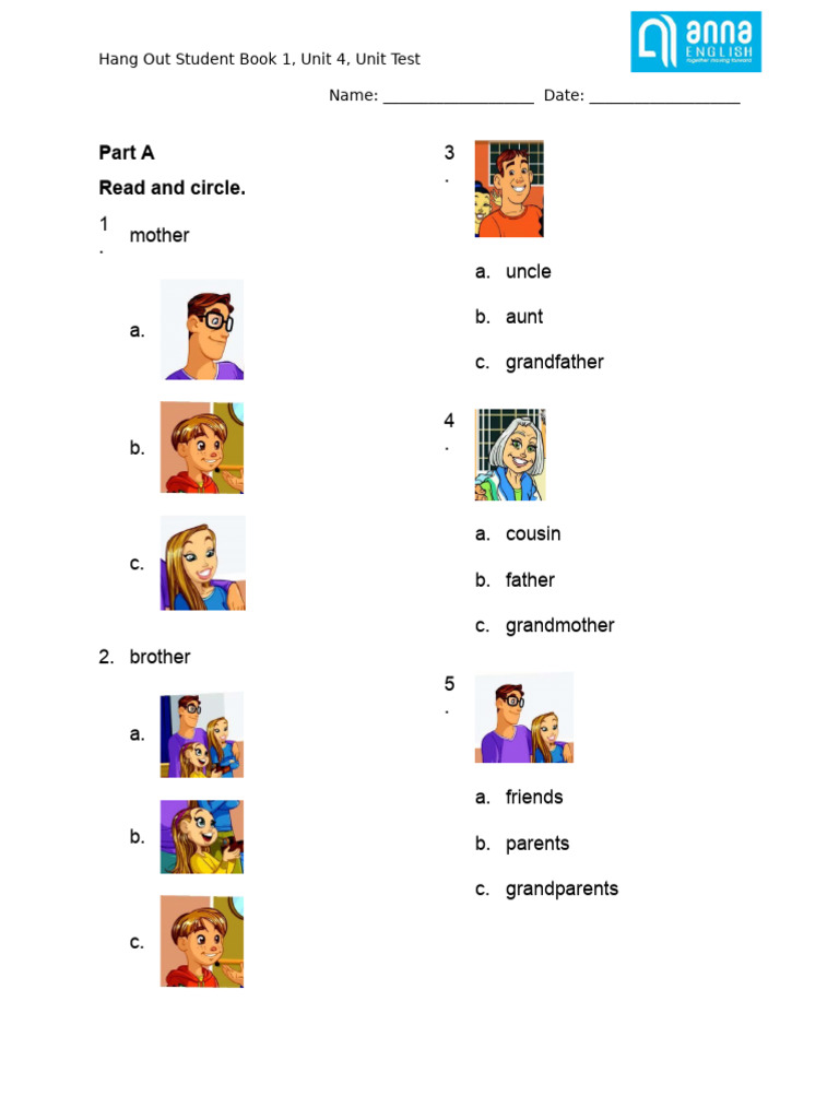 Unit Test for Hang Out Student Book 1 | PDF