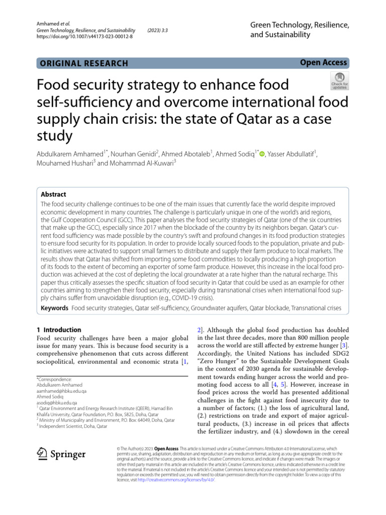 Food Security Strategy To Enhance Food Selfsufficiency and Overcome ...