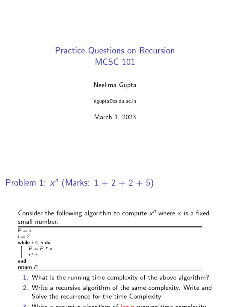 PracticeQs Recursion | PDF